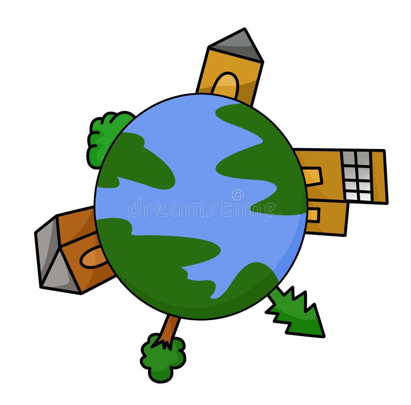 Cartoon Earth. Art Illustration with Simple Gradients Stock ...