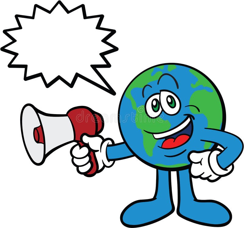Earth Cartoon Mascot Using Megaphone Stock Vector - Illustration of ...