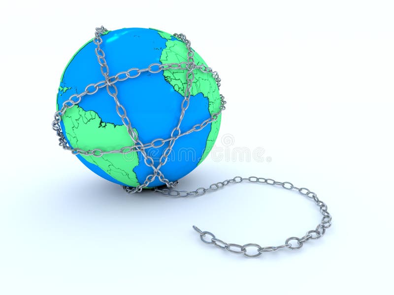 Earth Wrapped in Chains stock illustration. Illustration of metaphor ...