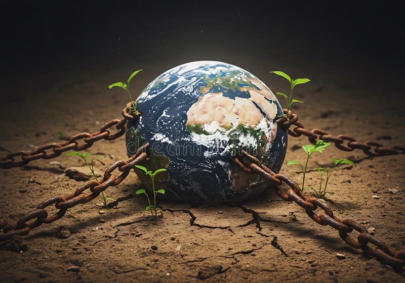 Earth in Chains stock illustration. Illustration of reflection - 372700897