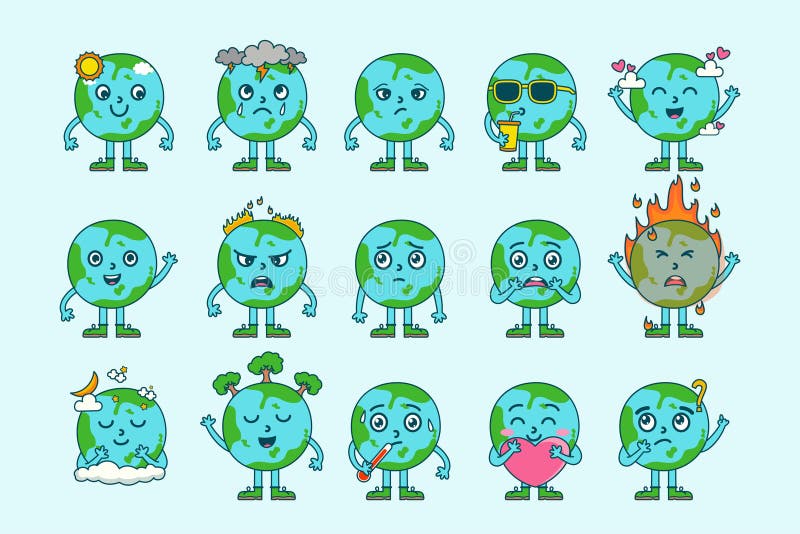 Earth Character Illustration Pack Stock Illustration - Illustration of ...