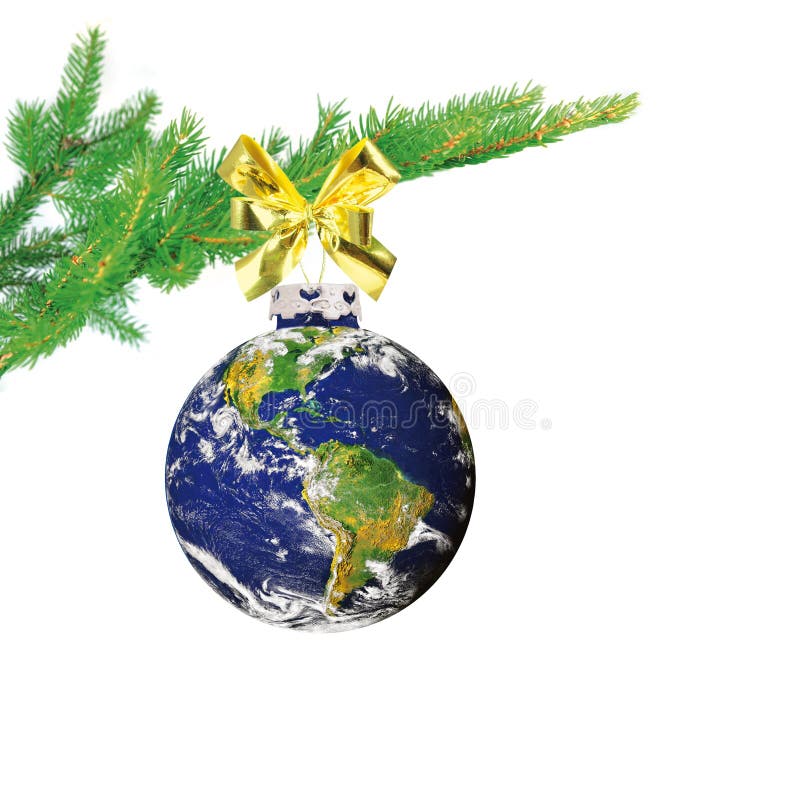 Three Christmas Balls Shaped As Globe or Planet Stock Illustration ...