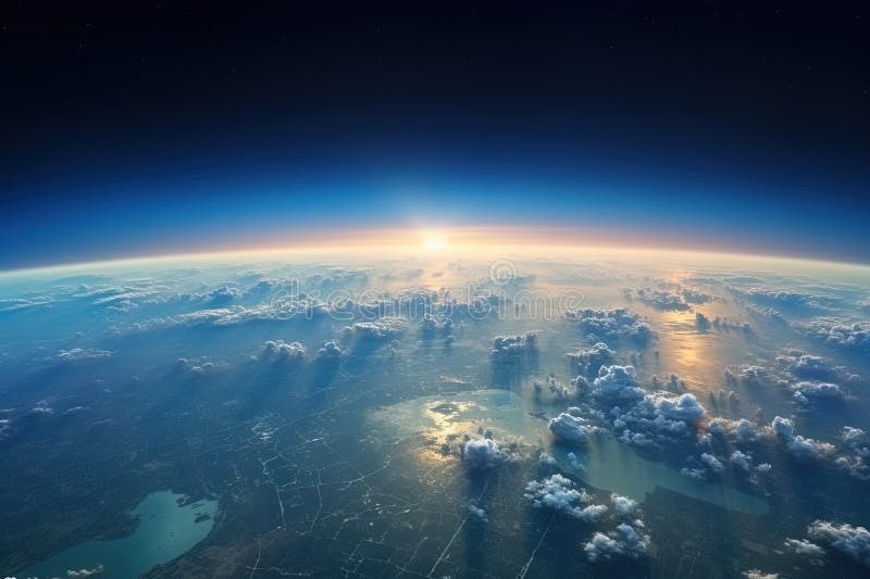 Earth and City Space View. Satellite or Plane View of the Planet ...