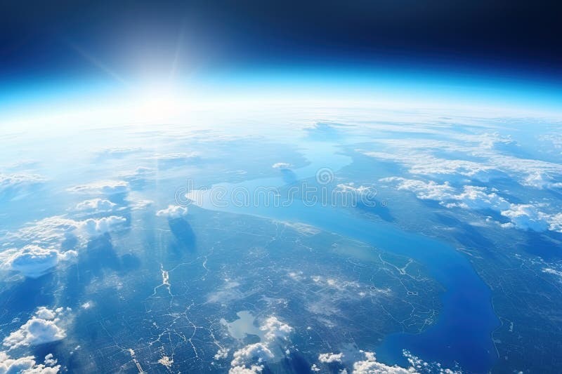 Earth and City Space View. Satellite or Plane View of the Planet ...