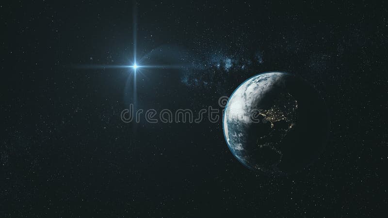 Earth Close Up Orbit Starry Deep Space Overview Stock Illustration ...