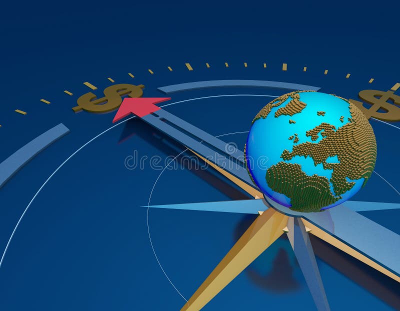 Earth and Key Dollar Currency Symbol, Global Economic Development and ...