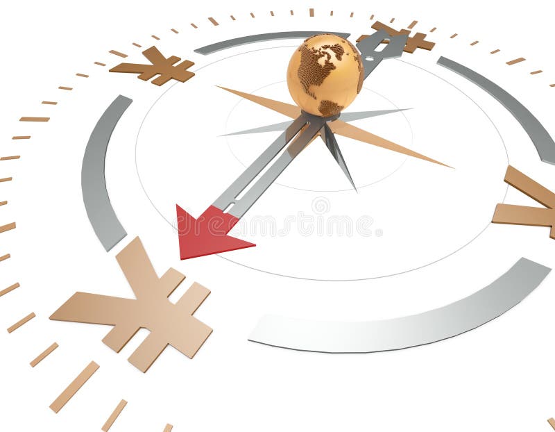 Earth and Compass RMB Currency Symbol, Global Economic Development and ...