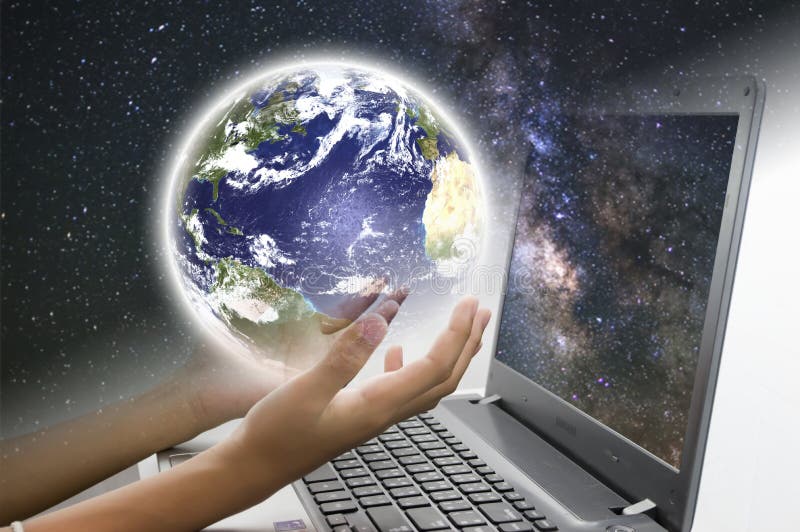 Earth and Computer Notebook Stock Photo - Image of element, carbon ...