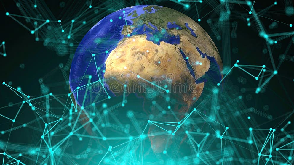 Earth with connection dots stock illustration. Illustration of covering ...