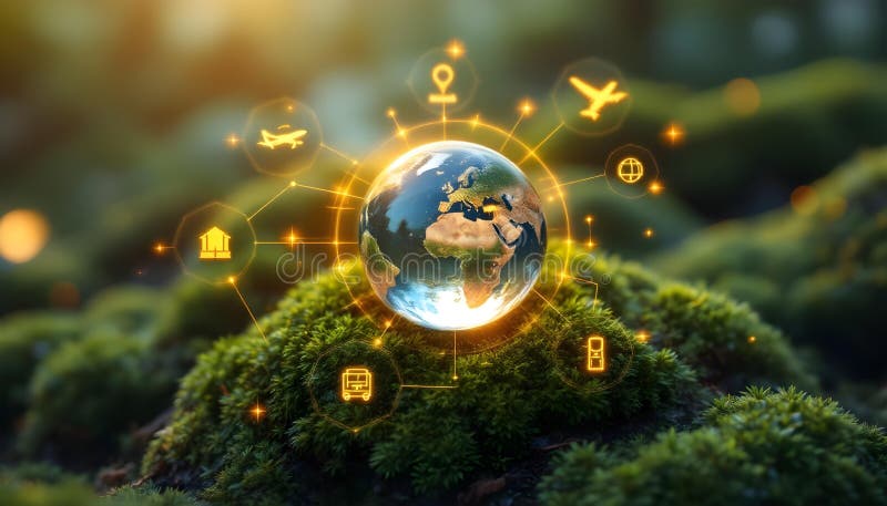 Earth Connection To the Natural World Green Background Stock ...