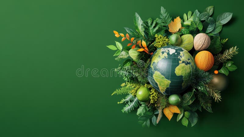Earth Conservation Illustration with Greenery Elements Stock ...
