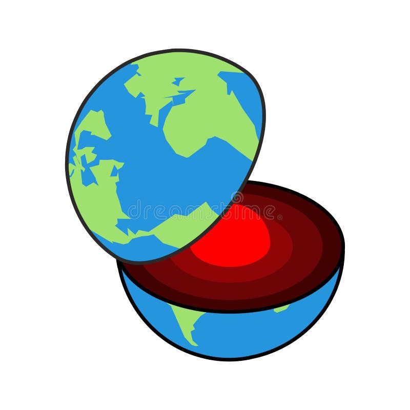 Earth Core. Center of Planet. Structure of Earths Crust Stock Vector ...