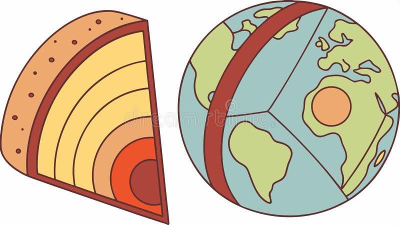Earth Core and Globe, Geology Planet Science, Vector Design Generative ...