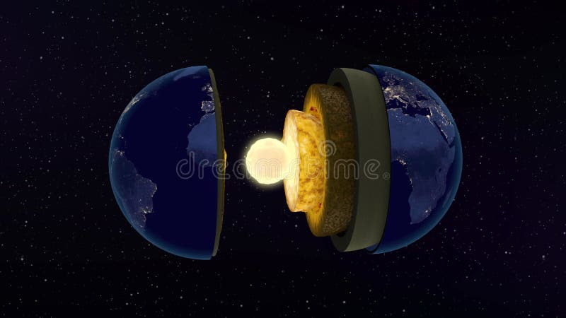 Earth Core Model Animation with Geological Layers. 3d Rendering. Stock ...