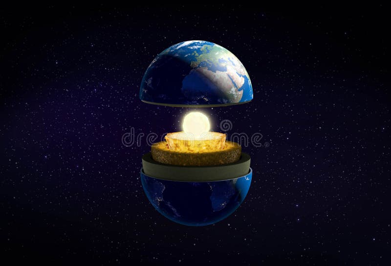 Earth Core Structure with Geological Layers. 3d Rendering. Stock ...