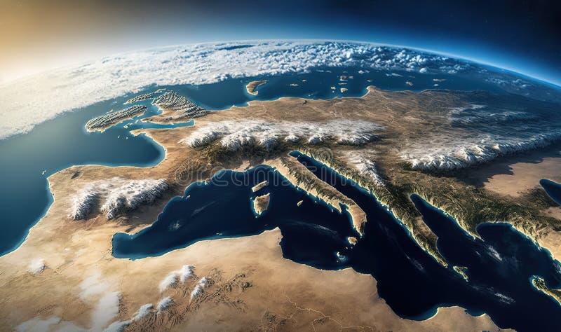 The Earth is Covered in Clouds and a Lot of Water Stock Illustration ...