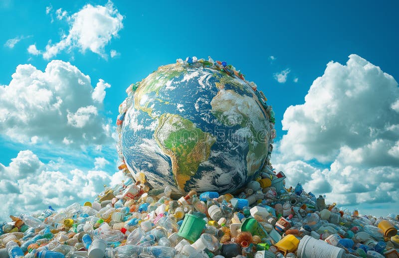 Earth Covered in Plastic Waste Stock Illustration - Illustration of ...