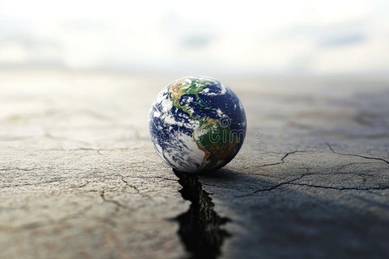 Earth on Cracked Ground Symbolizing Environmental Struggles and Change ...
