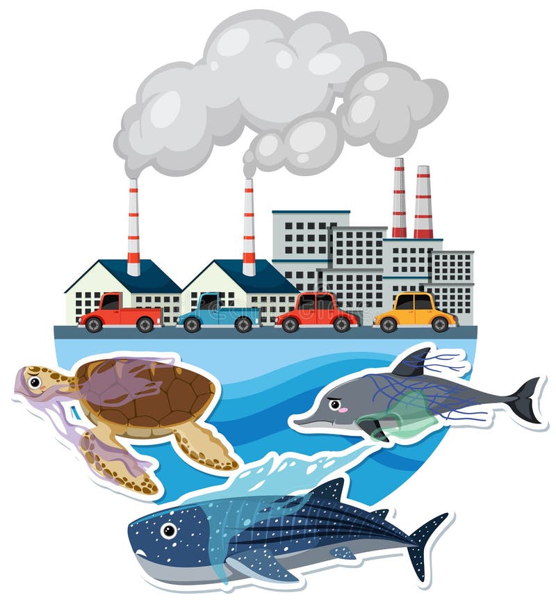 Earth in Crisis: Animals Dying from Pollution Stock Vector ...