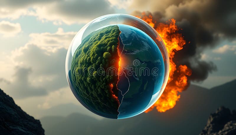Earth in Crisis: a Visual Metaphor for Environmental Destruction Stock ...
