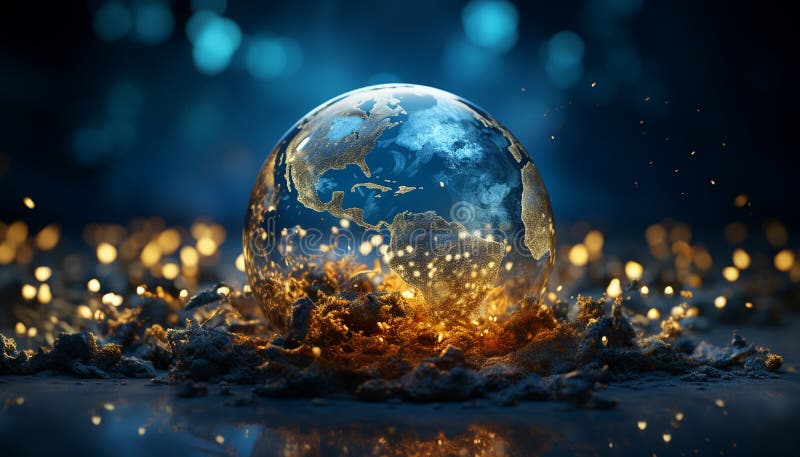 Earth Crystal Glass Globe Globe. Climate Change Concept - Global ...