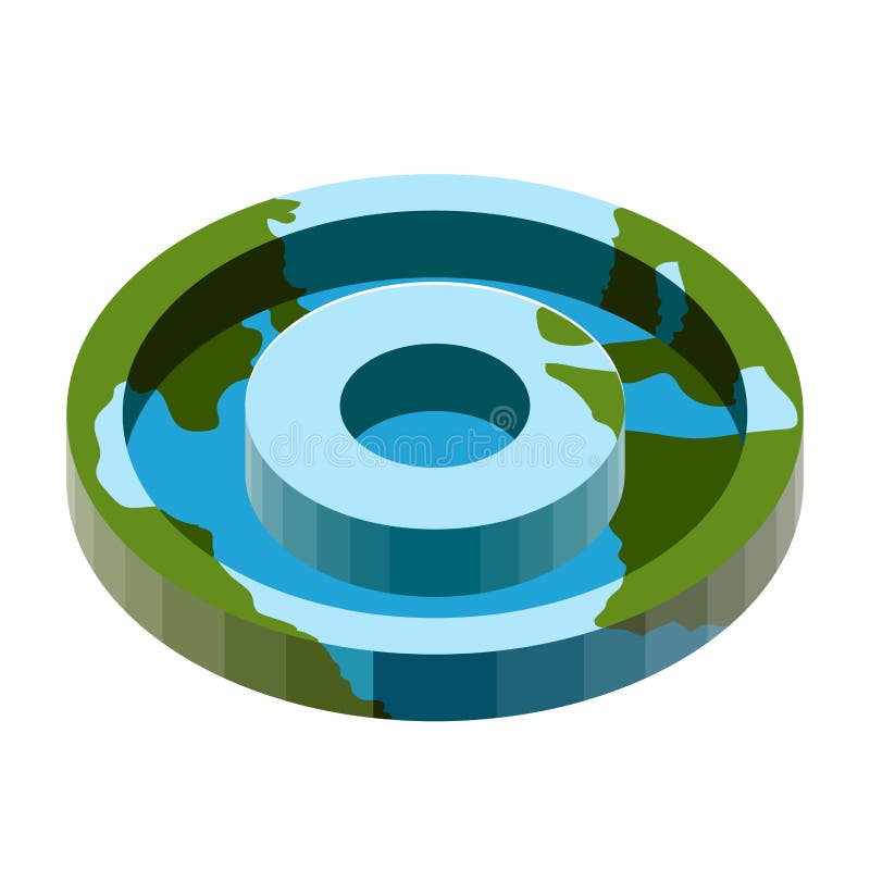 Earth with a 3d Flat Shape and a Leaf Icon Stock Vector - Illustration ...