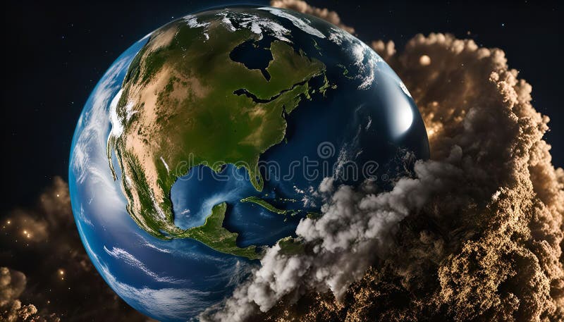 Earth in Danger: a Digital Rendering of the Planet Covered in Smoke and ...