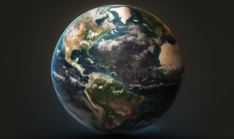 The Earth in the Dark with Some Clouds and a Black Background Stock ...