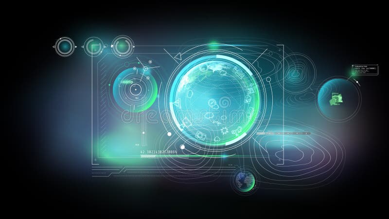 Animated Virtual Panel with Earth Data Stock Video - Video of arrays ...