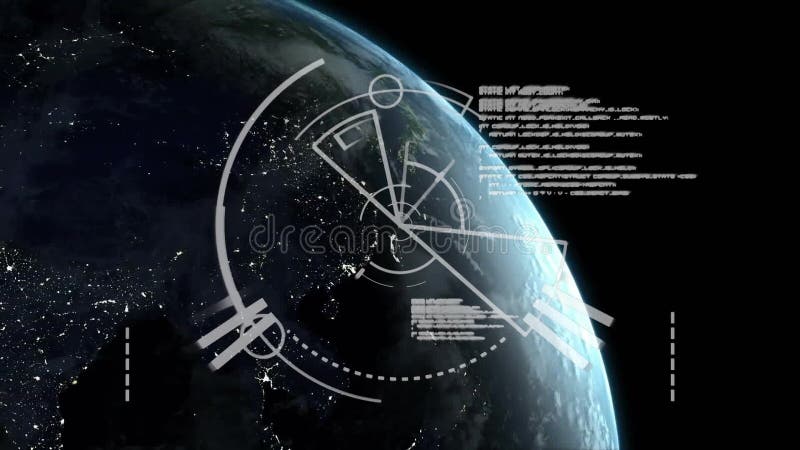 Earth with Data Visualization and Radar Animation Over Night Lights ...