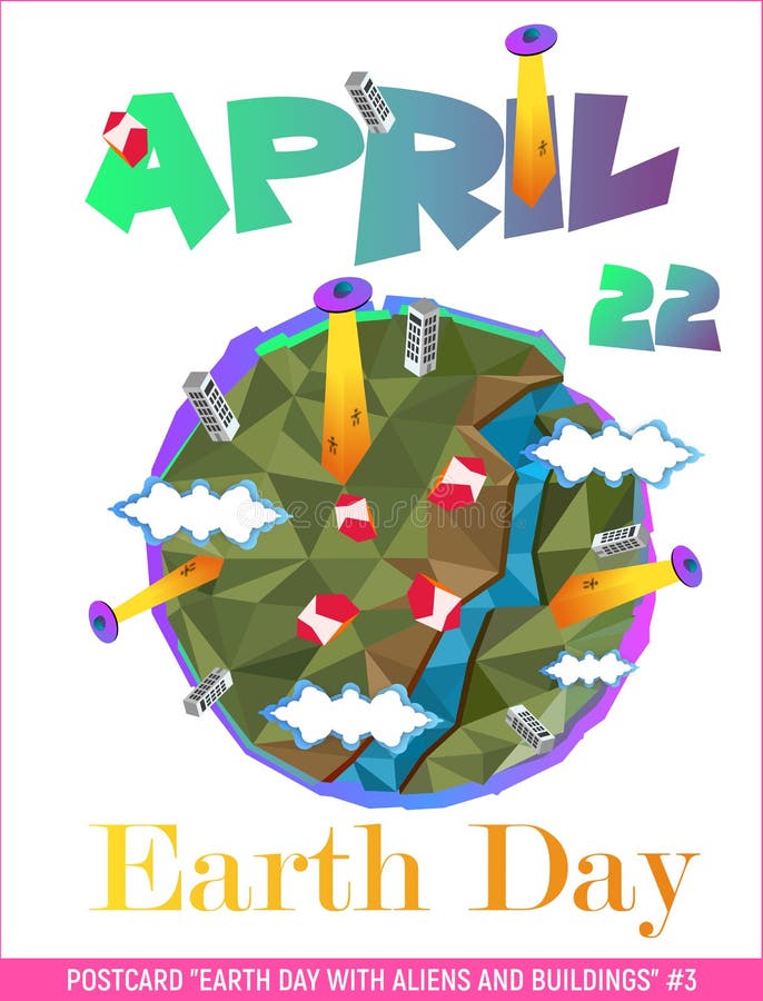 Earth Day with Aliens and Buildings 3 Editorial Photo - Illustration of ...