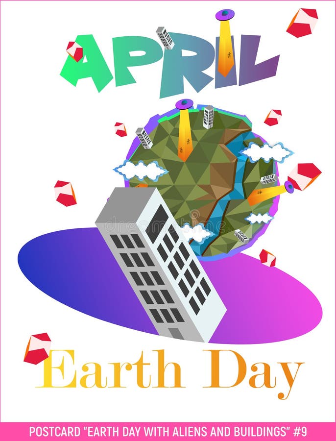 Earth Day with Aliens and Buildings 9 Stock Vector - Illustration of ...