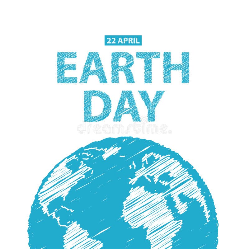 Earth Day in Blue Colors. Vector Illustration. Pencil Drawing Ef Stock ...
