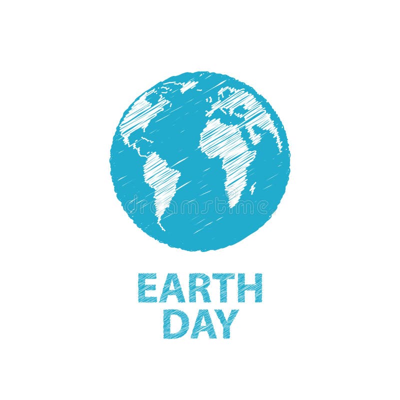 Earth Day in Blue Colors. Vector Illustration. Pencil Drawing Ef Stock ...