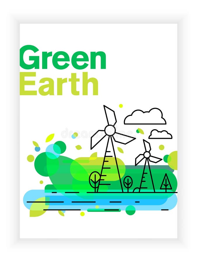 Earth Day Brochure or Poster Vector Template. Planet in Linear Style ...