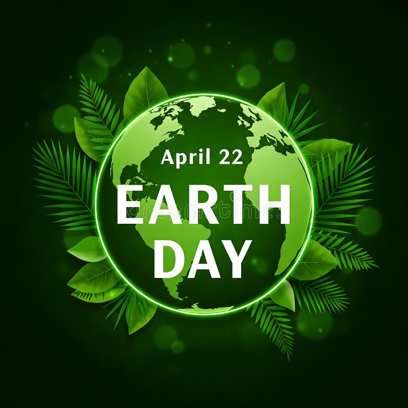 Earth Day Celebration Graphic with Globe and Leaves Stock Illustration ...