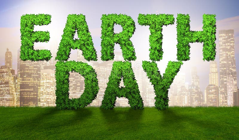 The Earth Day Concept with Green Letters - 3d Rendering Stock ...