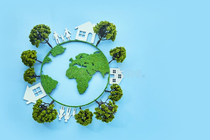 Earth Day Concept. Earth Map Shapes with Trees Stock Photo - Image of ...