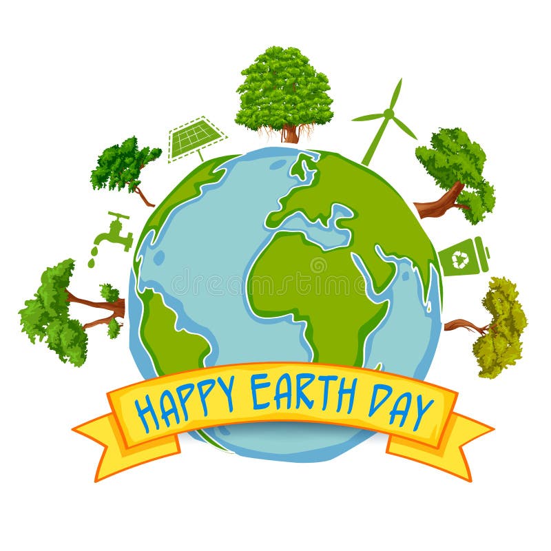 Earth Day Concept for Safe and Green Globe Stock Vector - Illustration ...