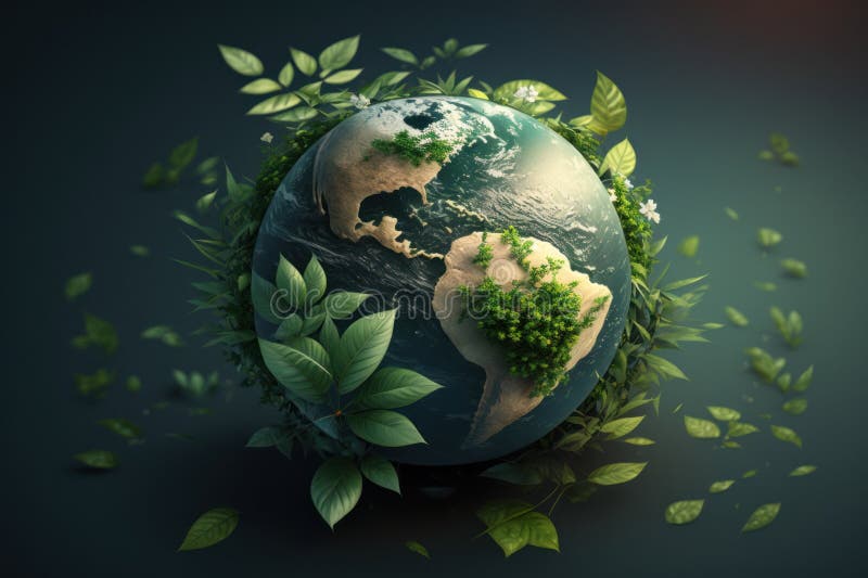 Earth Day Concept. World with Nature Background. Generative Ai Stock ...