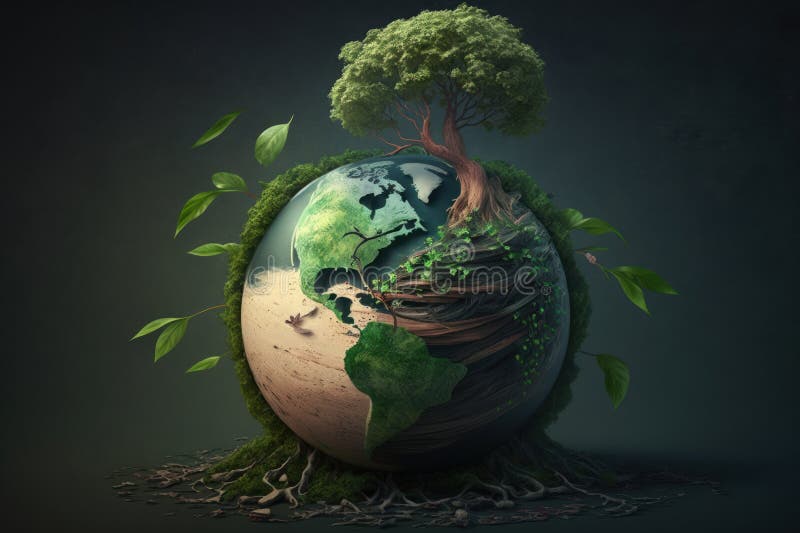Earth Day Concept. World with Nature Background. Generative Ai Stock ...