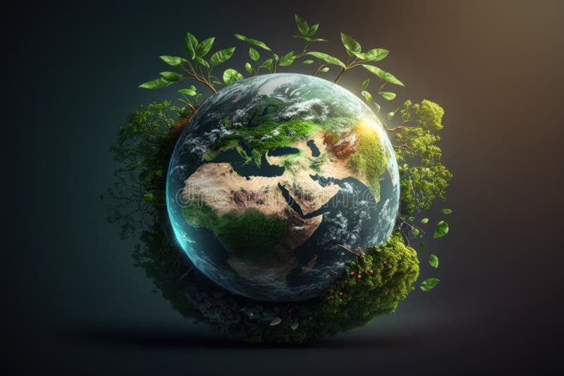 Earth Day Concept. World with Nature Background. Generative Ai Stock ...