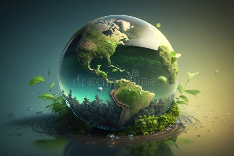 Earth Day Concept. World with Nature Background. Generative Ai Stock ...