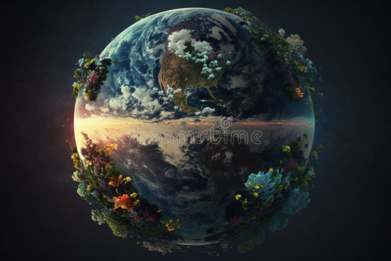 Earth Day Concept. World with Nature Background. Generative Ai Stock ...