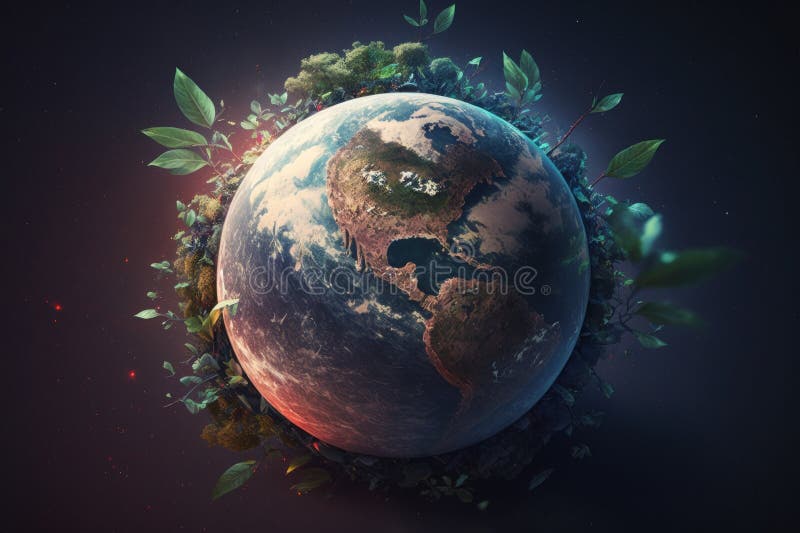 Earth Day Concept. World with Nature Background. Generative Ai Stock ...