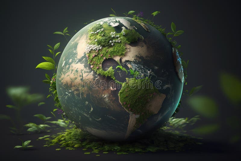 Earth Day Concept. World with Nature Background. Generative Ai Stock ...