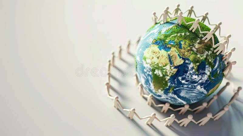 Earth Day 3D Render Clean and Minimalistic Concept with People Holding ...