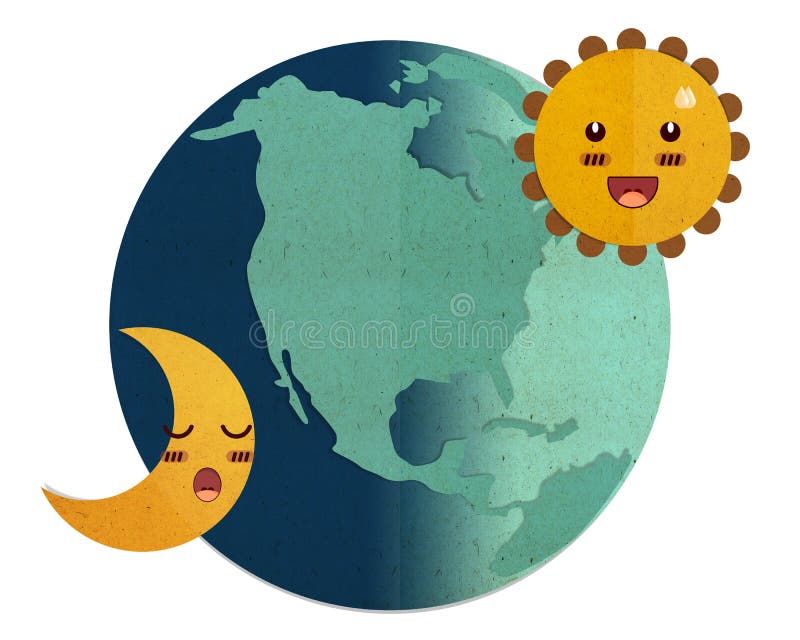 Earth Day and Earth Night. stock illustration. Illustration of ...