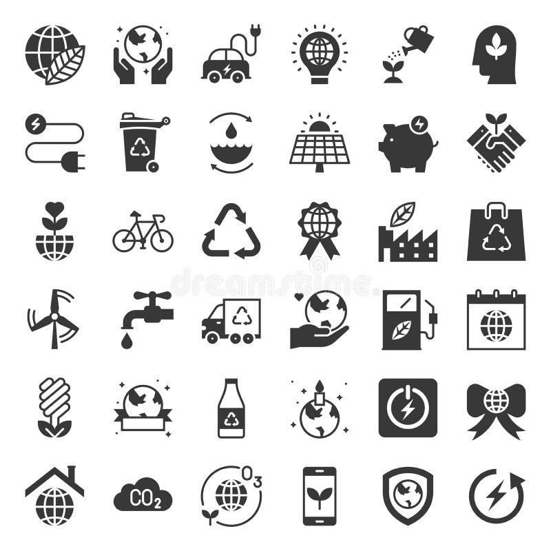 Earth Day and Ecology Icon, Solid Icon Set Stock Vector - Illustration ...