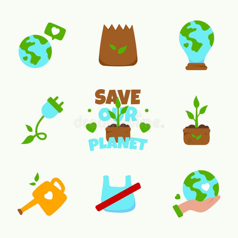 Earth Day Element Design Collection Stock Vector - Illustration of save ...